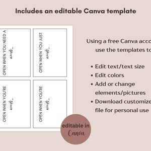 Editable Open When Cards for College Students, Open When Letters ...