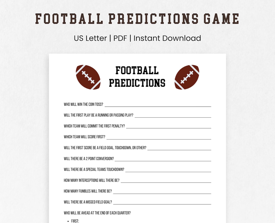 Football Predictions Guessing Game, Football Party Game for Kids and ...