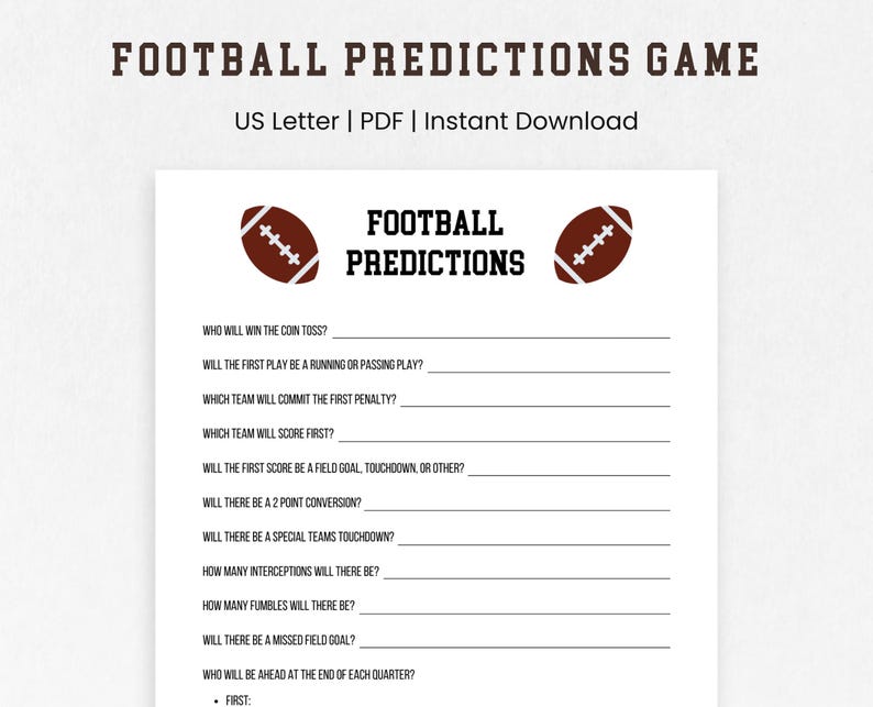 Big Game Predictions, Football Prediction Guessing Game, Football Game ...
