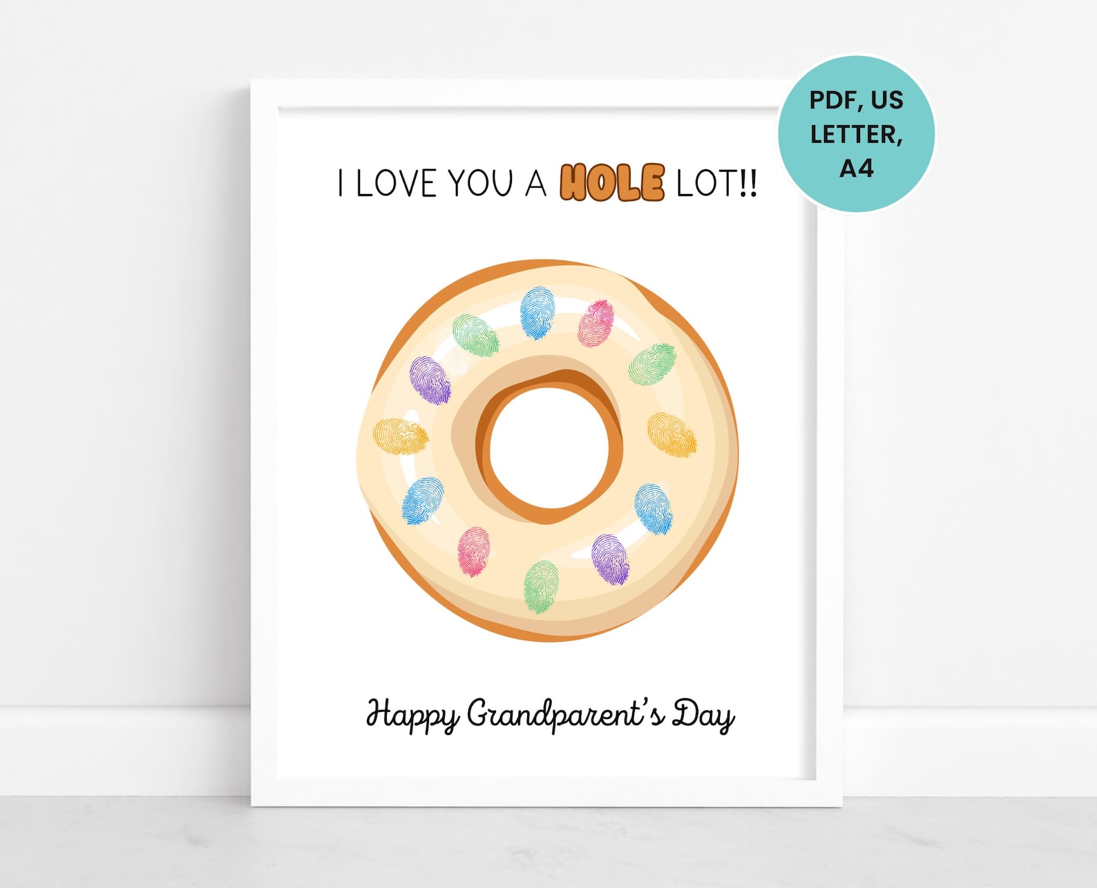 Donut Handprint Art Template for Grandparents Day, Grandma Fingerprint ...