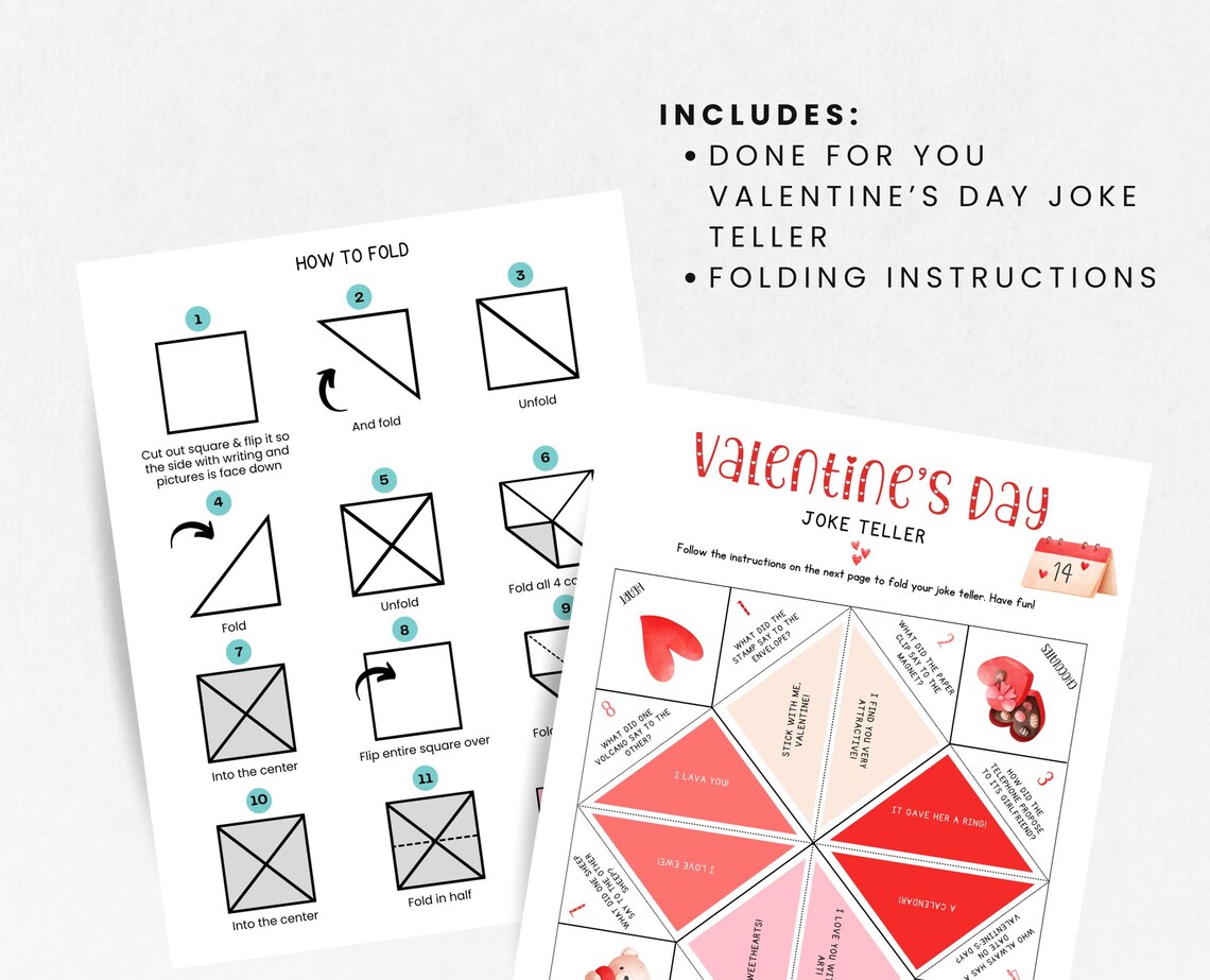 Valentine's Day Joke Teller, Printable Valentine's Day Cootie Catcher ...