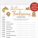 Thanksgiving Think Fast Game, Printable Thanksgiving Fun Party Activity ...