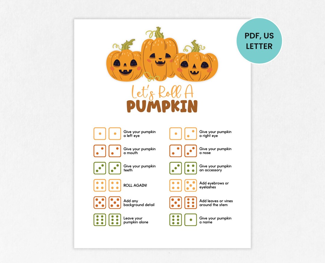 Roll A Pumpkin Game, Pumpkin Dice Game Printable, Printable ...