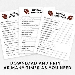 Big Game Predictions, Football Prediction Guessing Game, Football Game ...