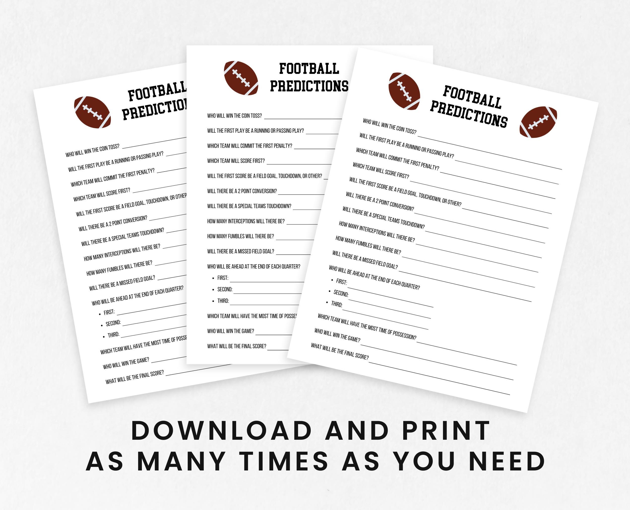 Football Predictions Guessing Game, Football Party Game for Kids and ...