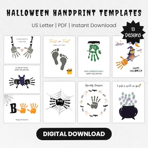 Halloween Handprint Craft Templates, Halloween Handprint Art, Fall ...