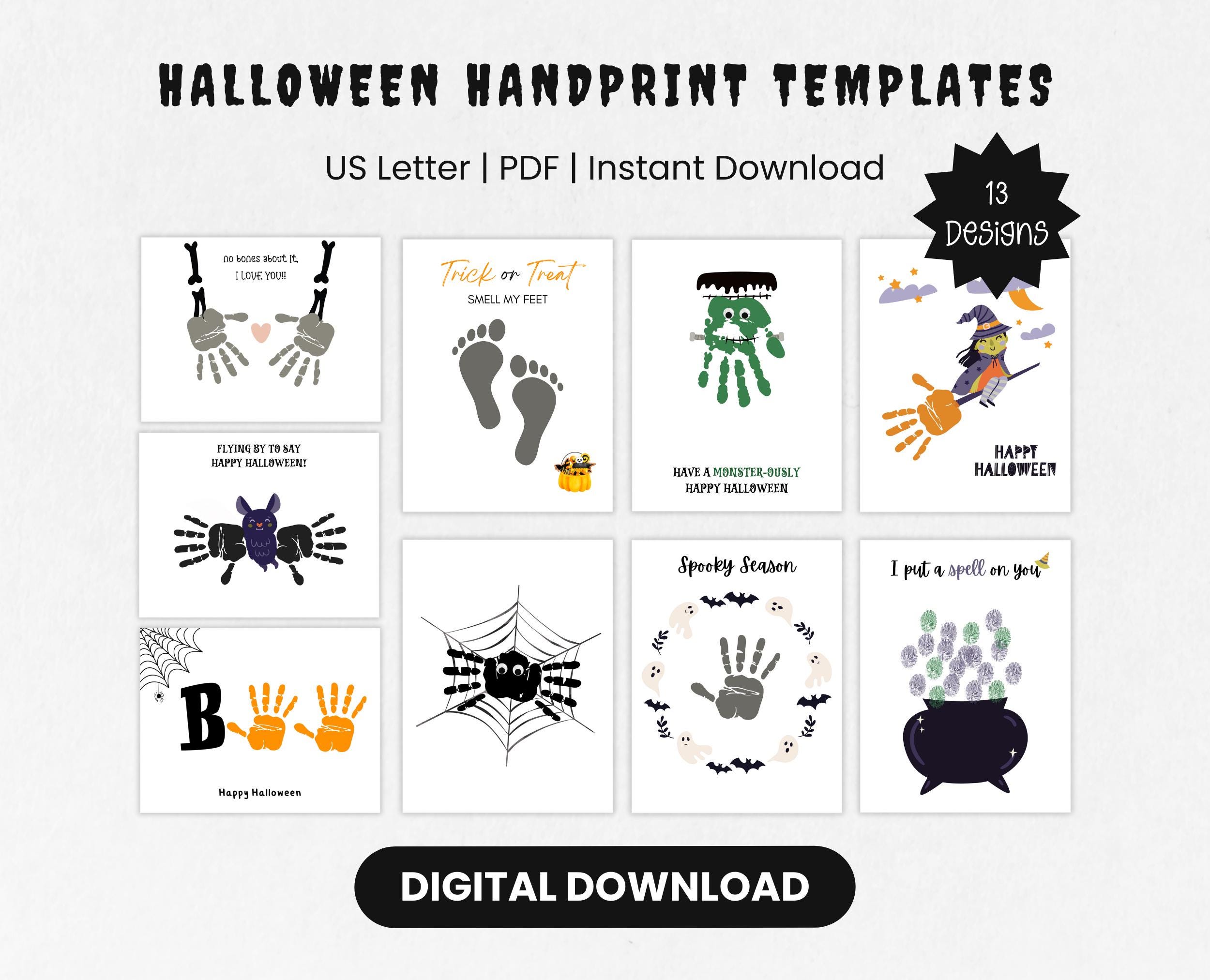 Halloween Handprint Craft Templates, Halloween Handprint Art, Fall ...