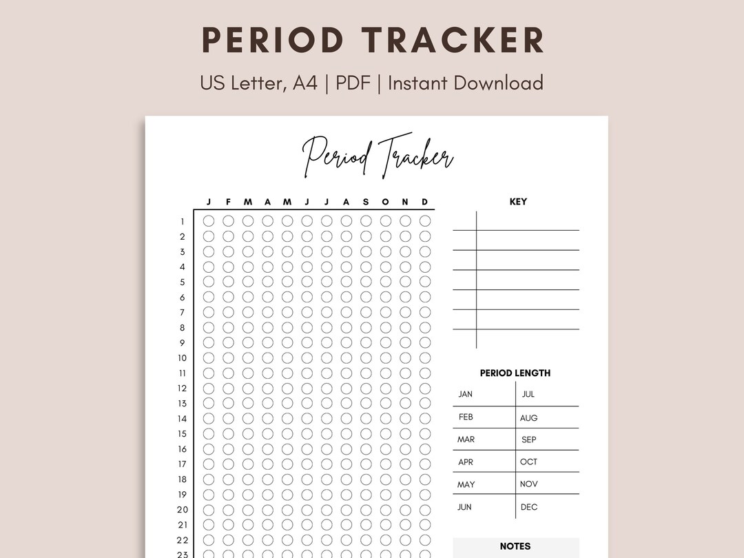 Period Tracker Printable, Period Journal Printable, Period Calendar ...