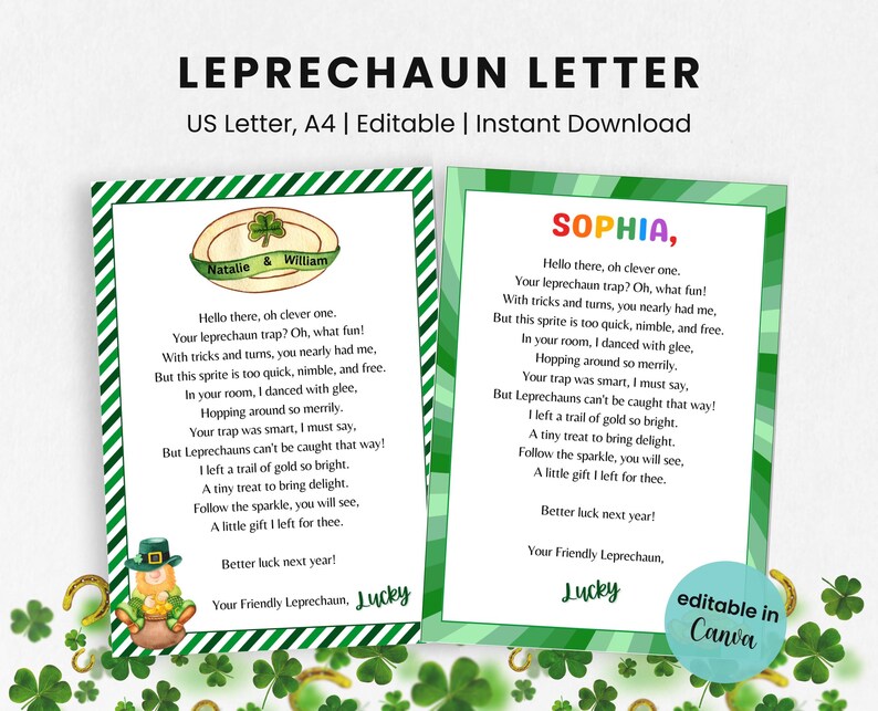 Editable Leprechaun Trap Letter, Letter From Leprechaun, Printable ...