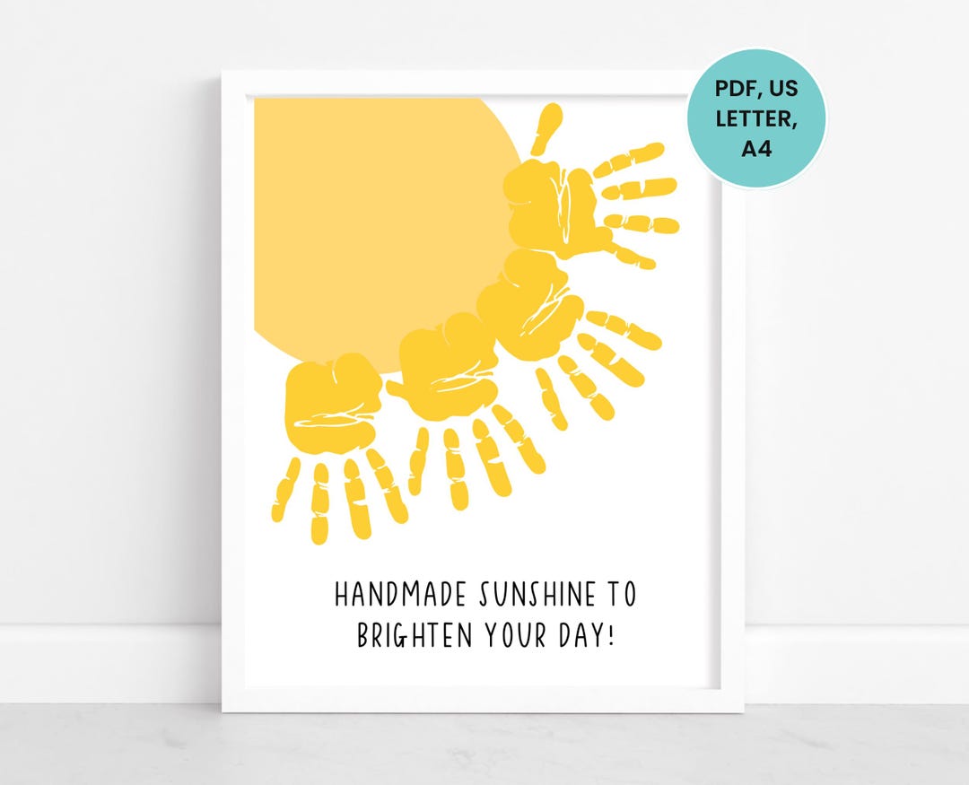 Sun Summer Handprint Art Template, Summer Handprint Craft, Summer ...