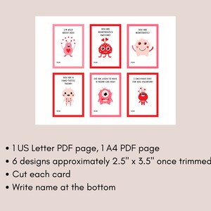 Monster Class Valentines, Printable School Valentines, Valentine's Day ...