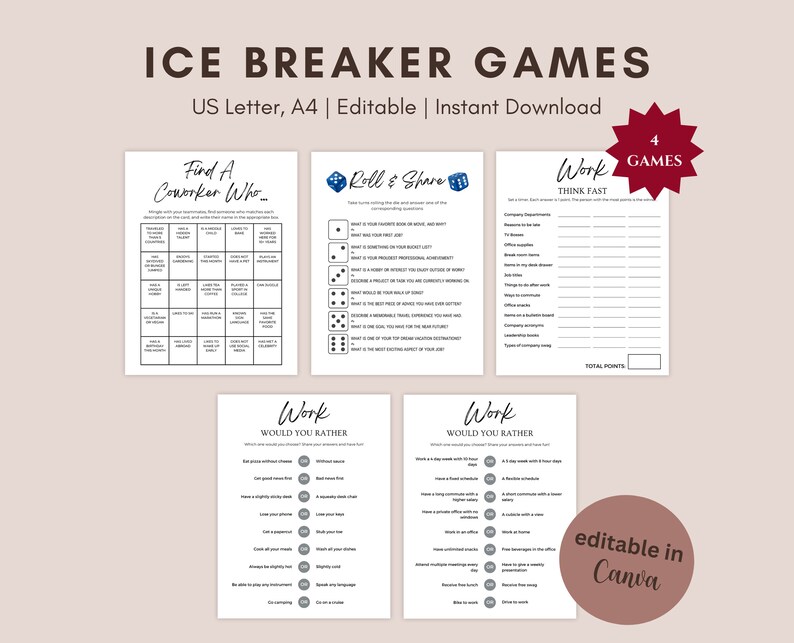 Editable Icebreaker Game Bundle, Team Building Games, Group Activities ...