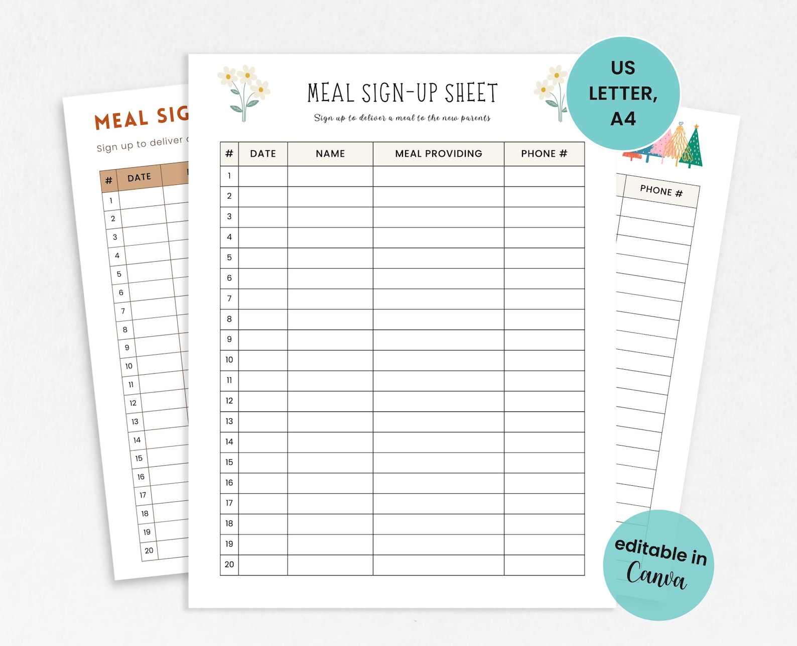Editable Meal Sign up Sheet, Meal Train Signup Sheet Printable ...
