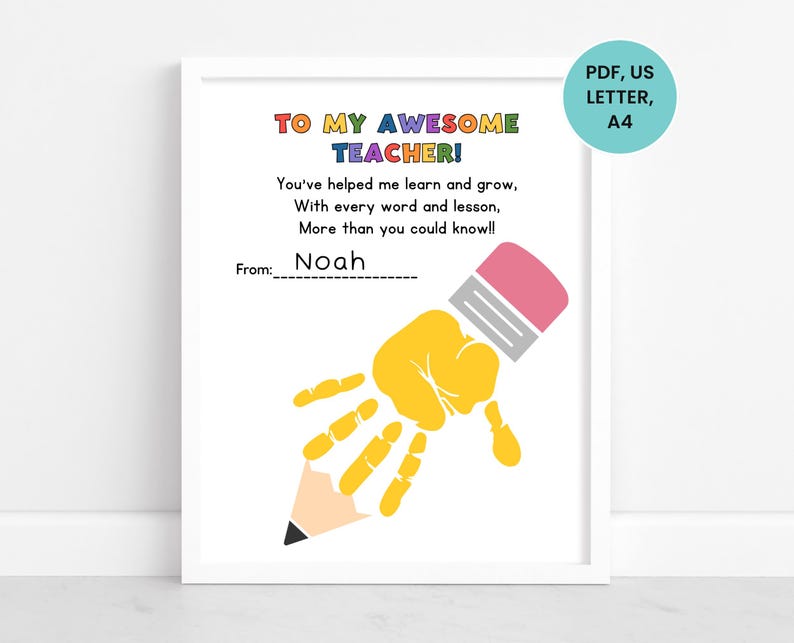 Teacher Appreciation Handprint Art, Pencil Handprint Craft, Preschool ...