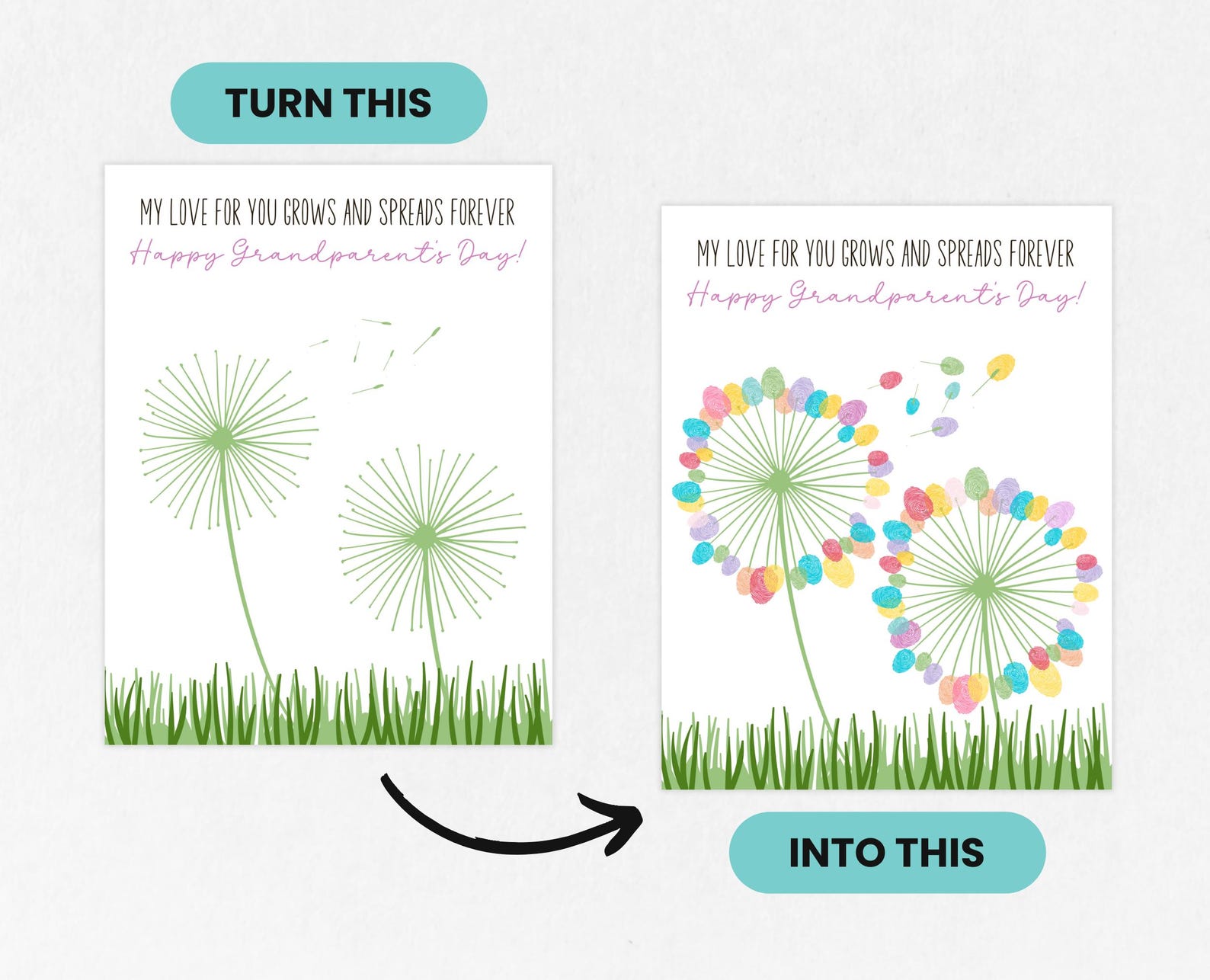 Grandparents Day Handprint Art Template, Grandparents Day Fingerprint ...