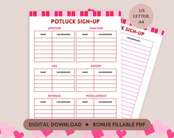 Potluck Sign up Sheet, Office Potluck Party Printable, Summer Party ...