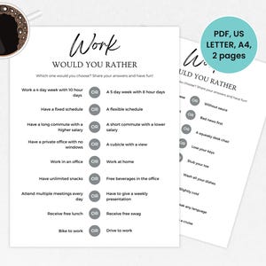 Work Would You Rather Game, Printable Office Party Game, Team Building ...
