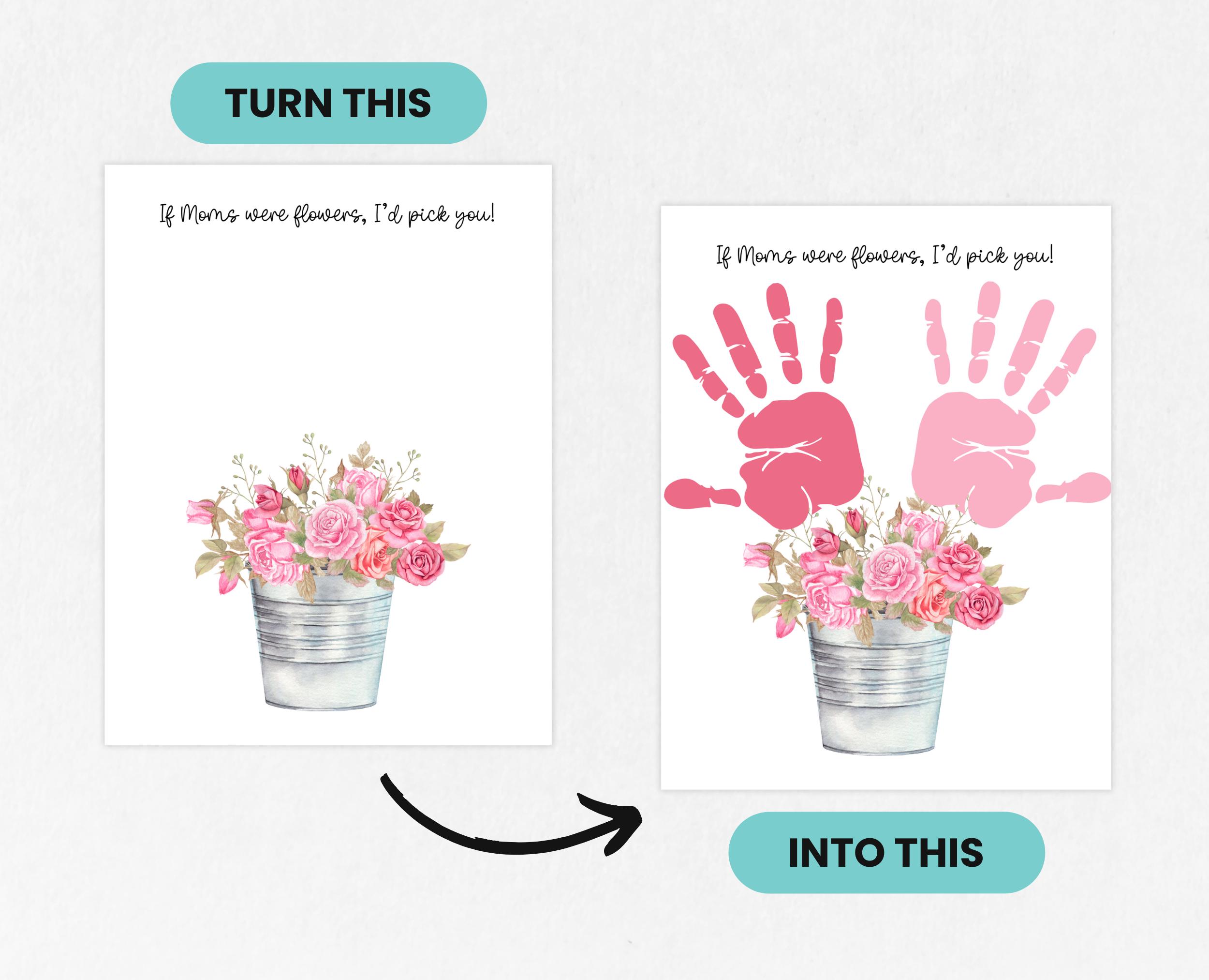 Flower Handprint Craft Template, Mom Handprint Art, Mothers Day Flower ...