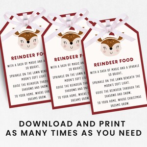 Reindeer Food Tags, Printable Magical Reindeer Tags, Christmas Eve ...