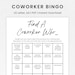 Coworker Bingo, Work Bingo, Office Bingo Printable, Bingo Game for ...