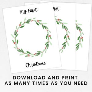 Christmas Wreath Handprint Craft Template, My First Christmas Footprint ...