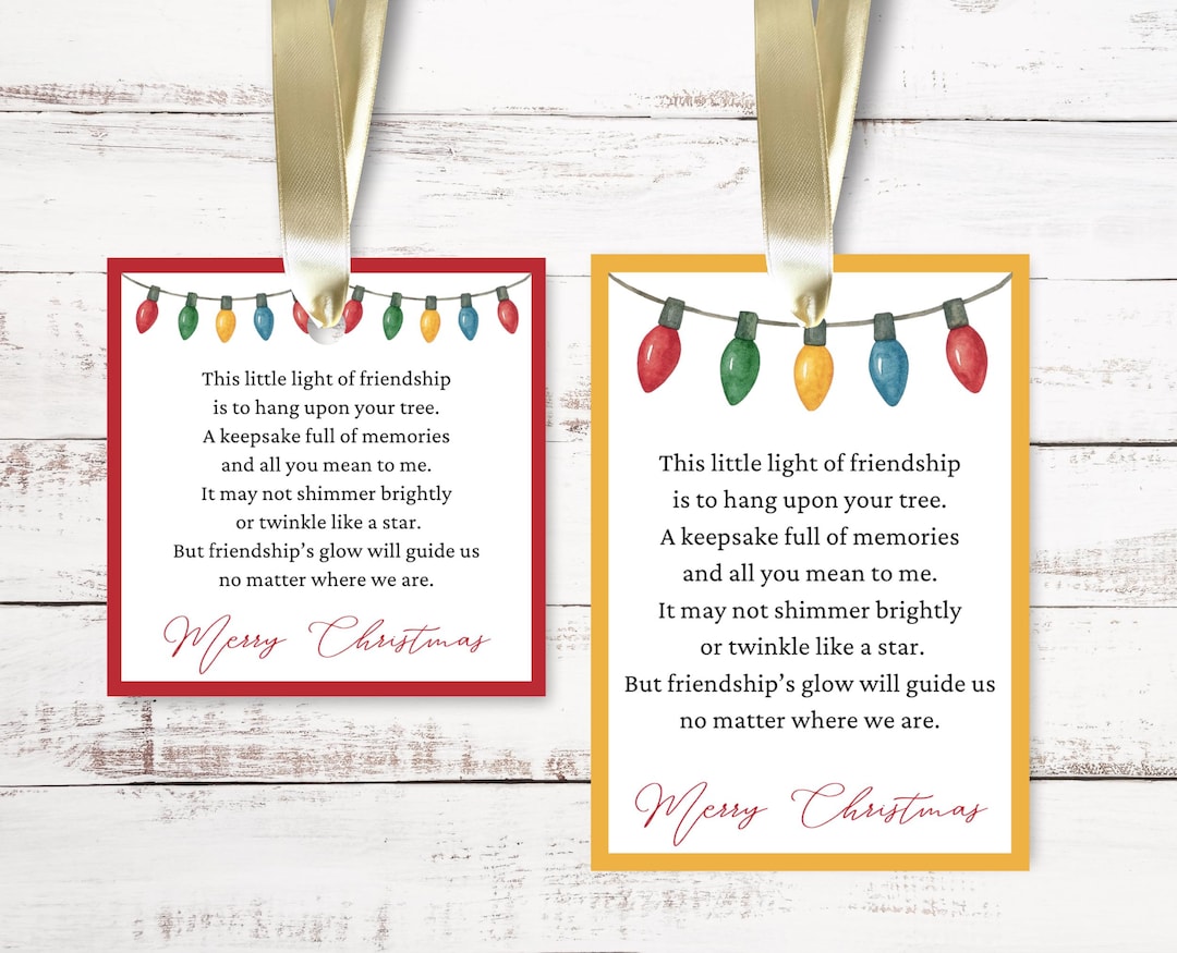 Friendship Ornament Tags Printable, Friendship Ornament Gift Tag, Best ...