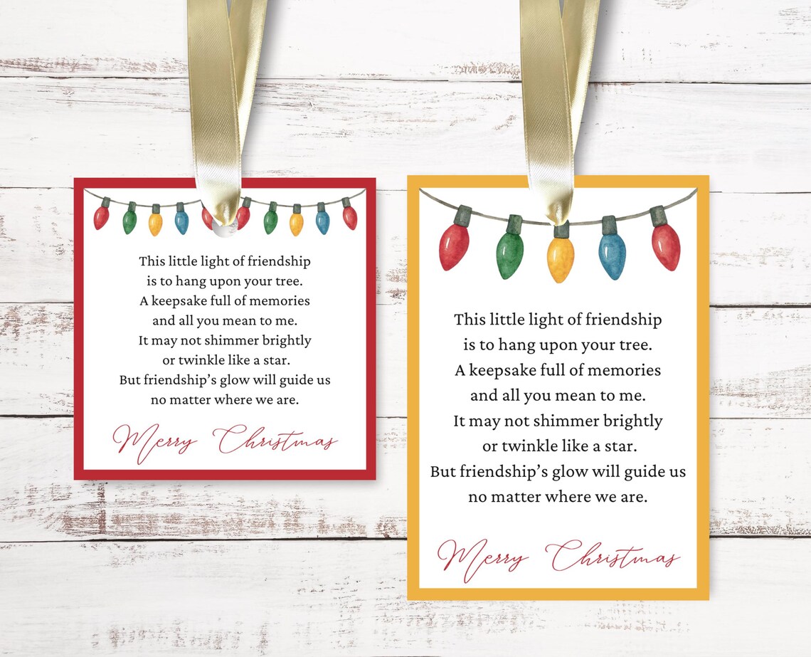 Friendship Ornament Tags Printable, Friendship Ornament Gift Tag, Best ...