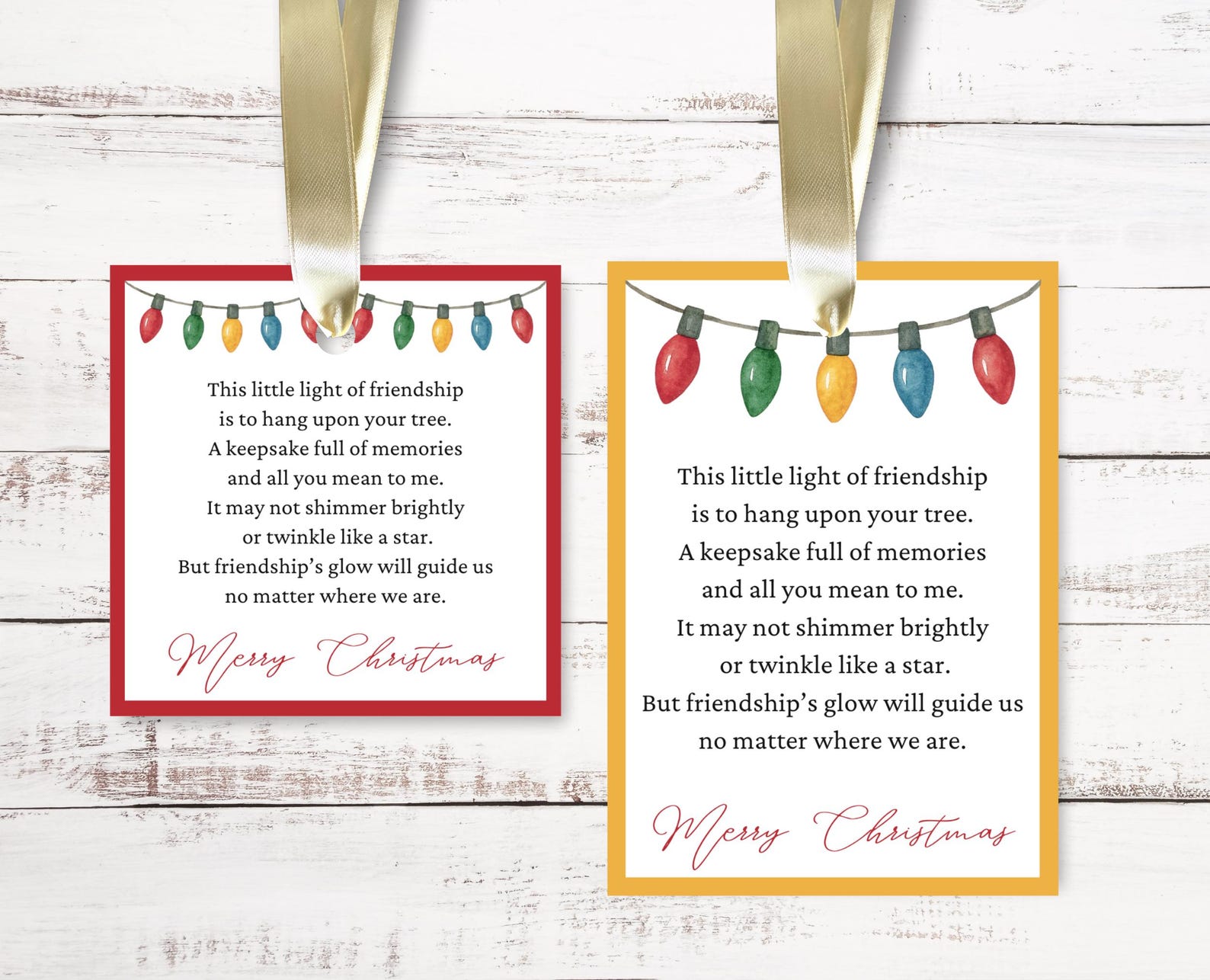 Friendship Ornament Tags Printable, Friendship Ornament Gift Tag, Best ...