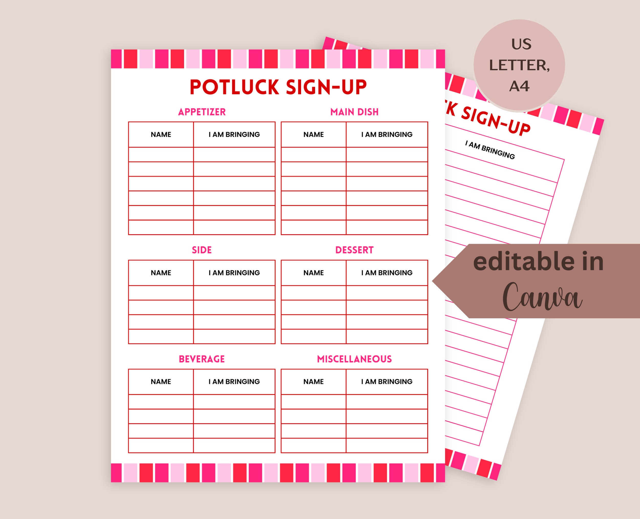 Editable Valentines Potluck Sign up Sheet, Office Potluck Party ...