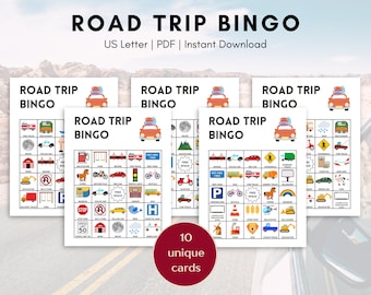 Road Trip Bingo, Printable Bingo Cards, Scavenger Hunt for Kids, Road ...