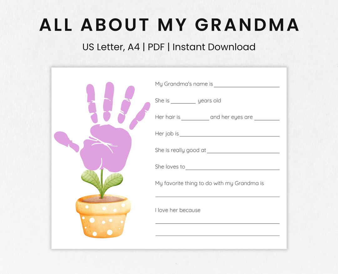 All About My Grandma Handprint Craft, All About Nana, Grandma ...
