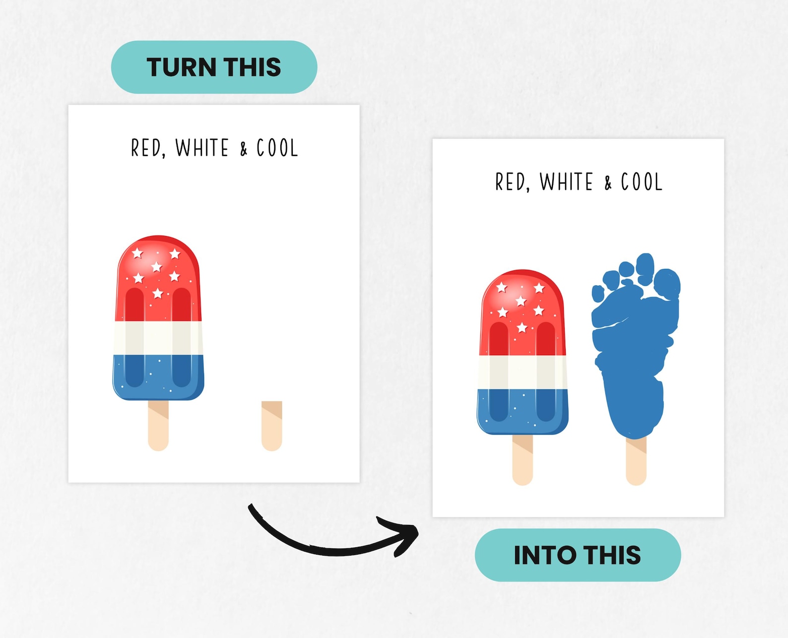 4th of July Footprint Craft Template, 4th of July Footprint Art ...