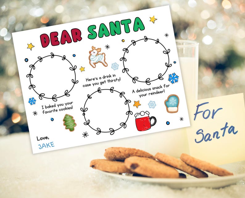 Santa Cookie Tray Printable Placemat, Cookies and Milk for Santa ...