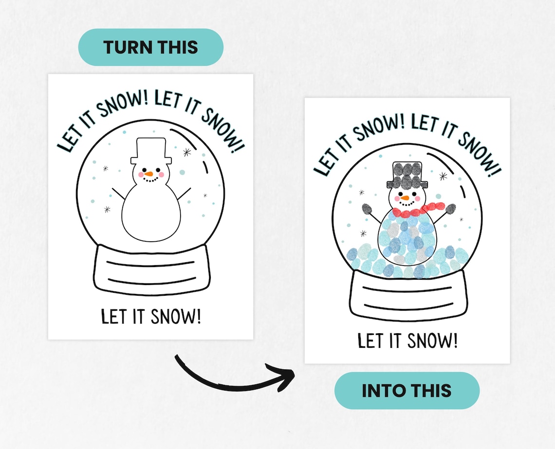 Snow Globe Fingerprint Craft Template, Fingerprint Crafts for Baby ...