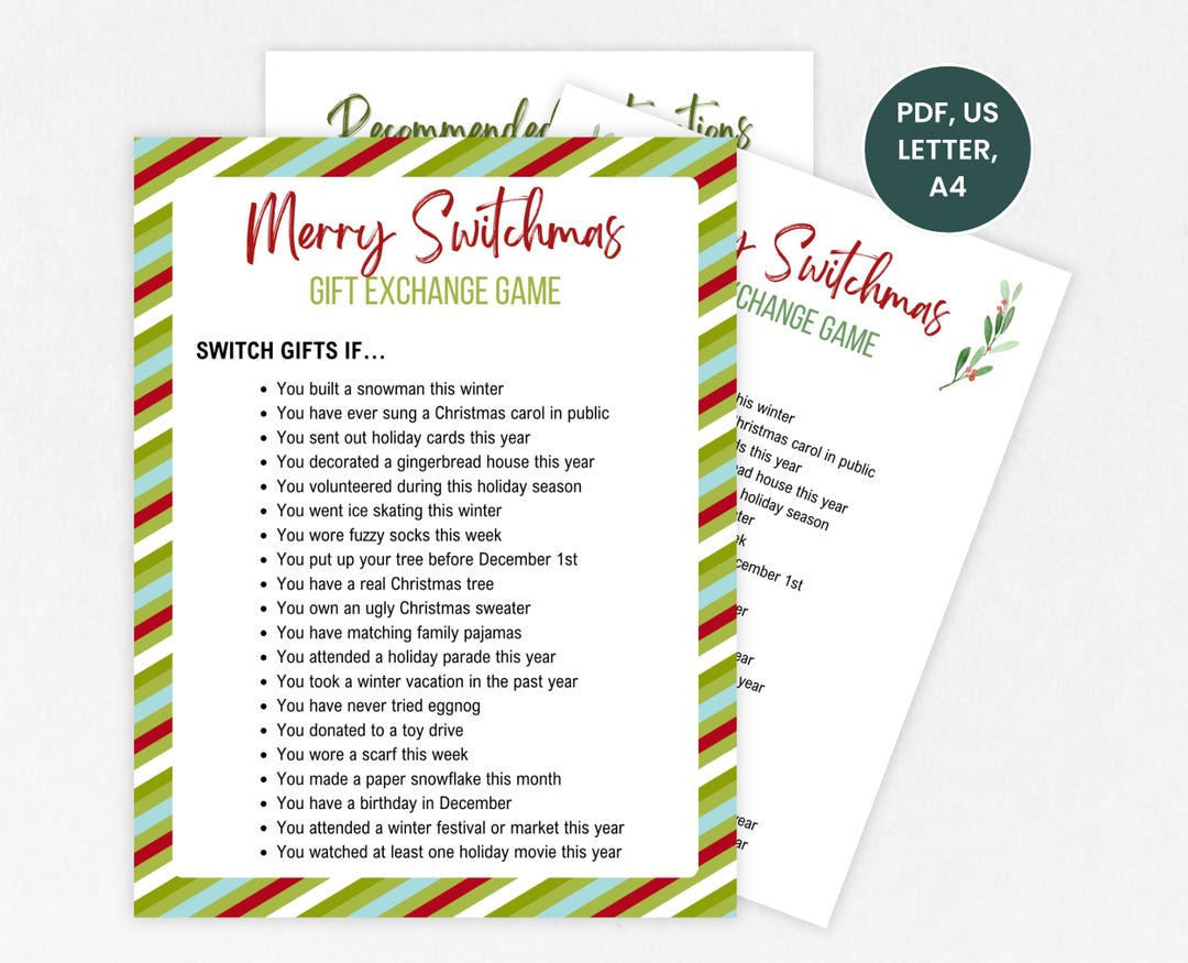 Christmas Gift Exchange Game, Christmas Game Printable, White Elephant ...