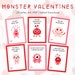 Monster Class Valentines, Printable School Valentines, Valentine's Day ...
