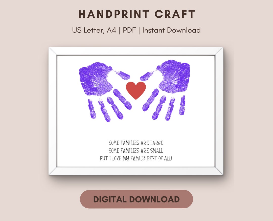 Valentine Handprint Template, Handprint Art for Family, Handprint ...
