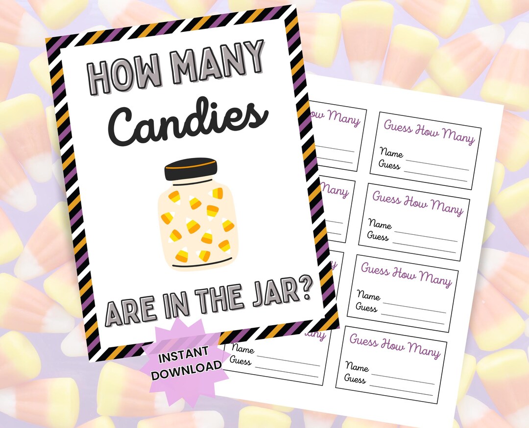 Halloween Guess How Many Candies Game, Halloween Candy Guessing Game ...