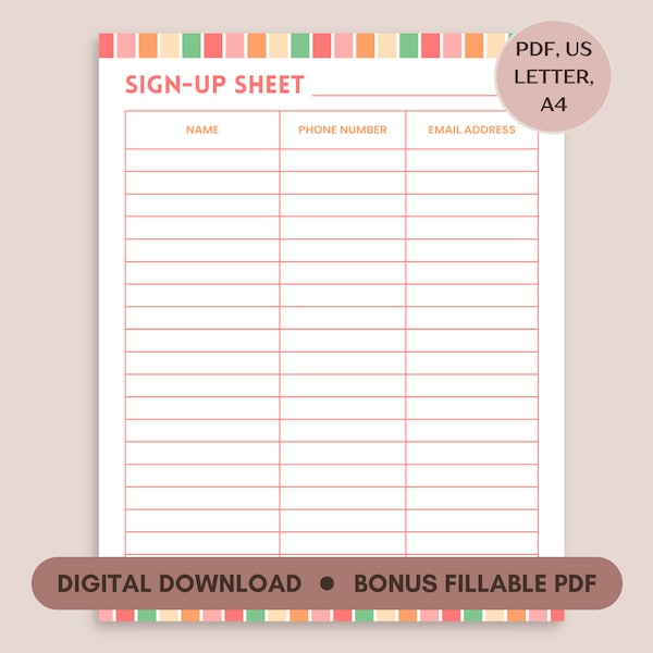 Editable Sign up Sheet. Sign up Sheet Template. Event Sign Up. Canva ...