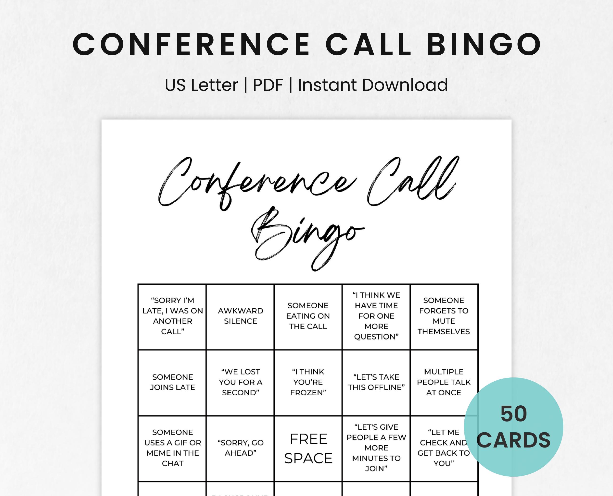 Conference Call Bingo, Meeting Bingo, Work Bingo, Office Bingo ...