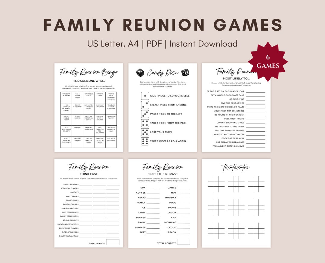 Family Reunion Games Bundle, Family Reunion Ideas, Reunion Games ...