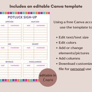 Editable Fiesta Potluck Sign up Sheet, Office Potluck Party Printable ...