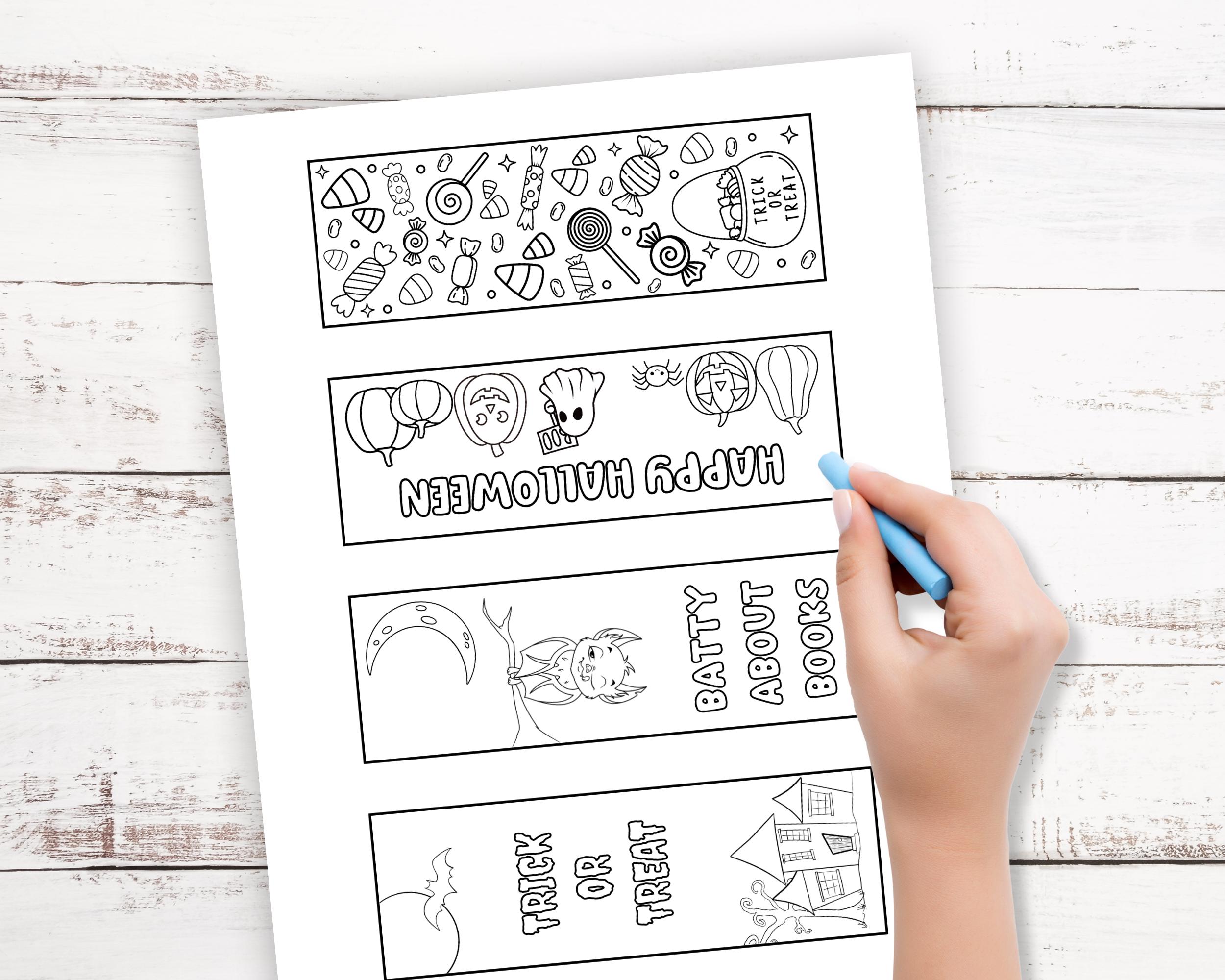 Halloween Bookmarks, Halloween Coloring Bookmarks, Printable Halloween ...