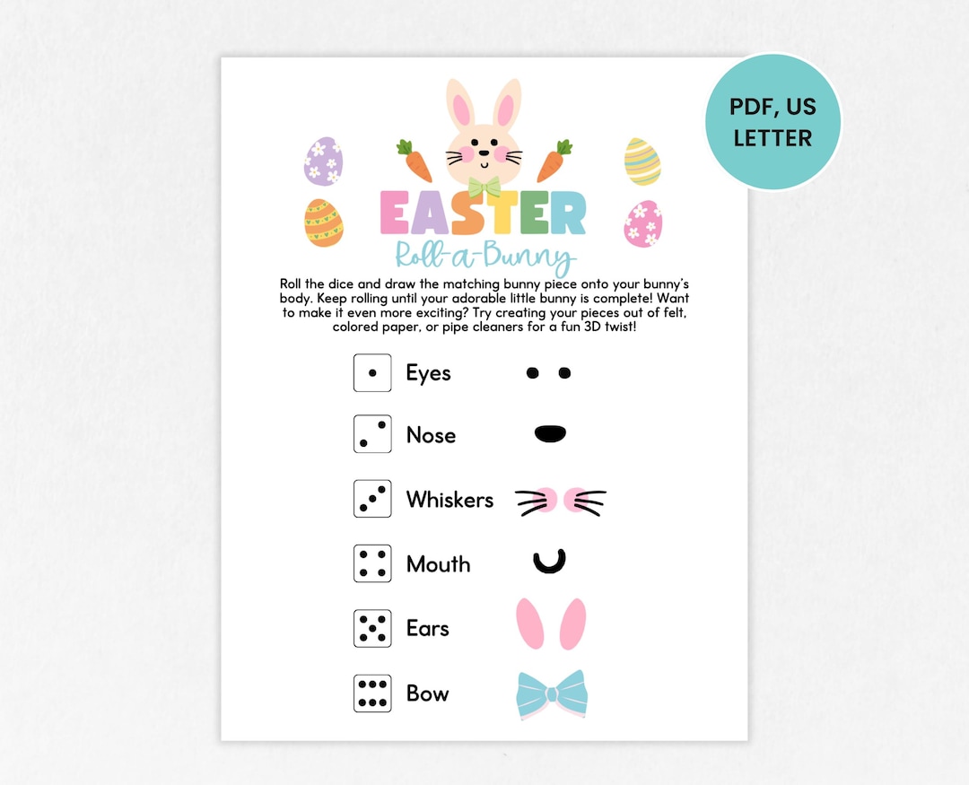 Roll A Bunny Game, Easter Party Game, Spring Dice Game, Printable ...