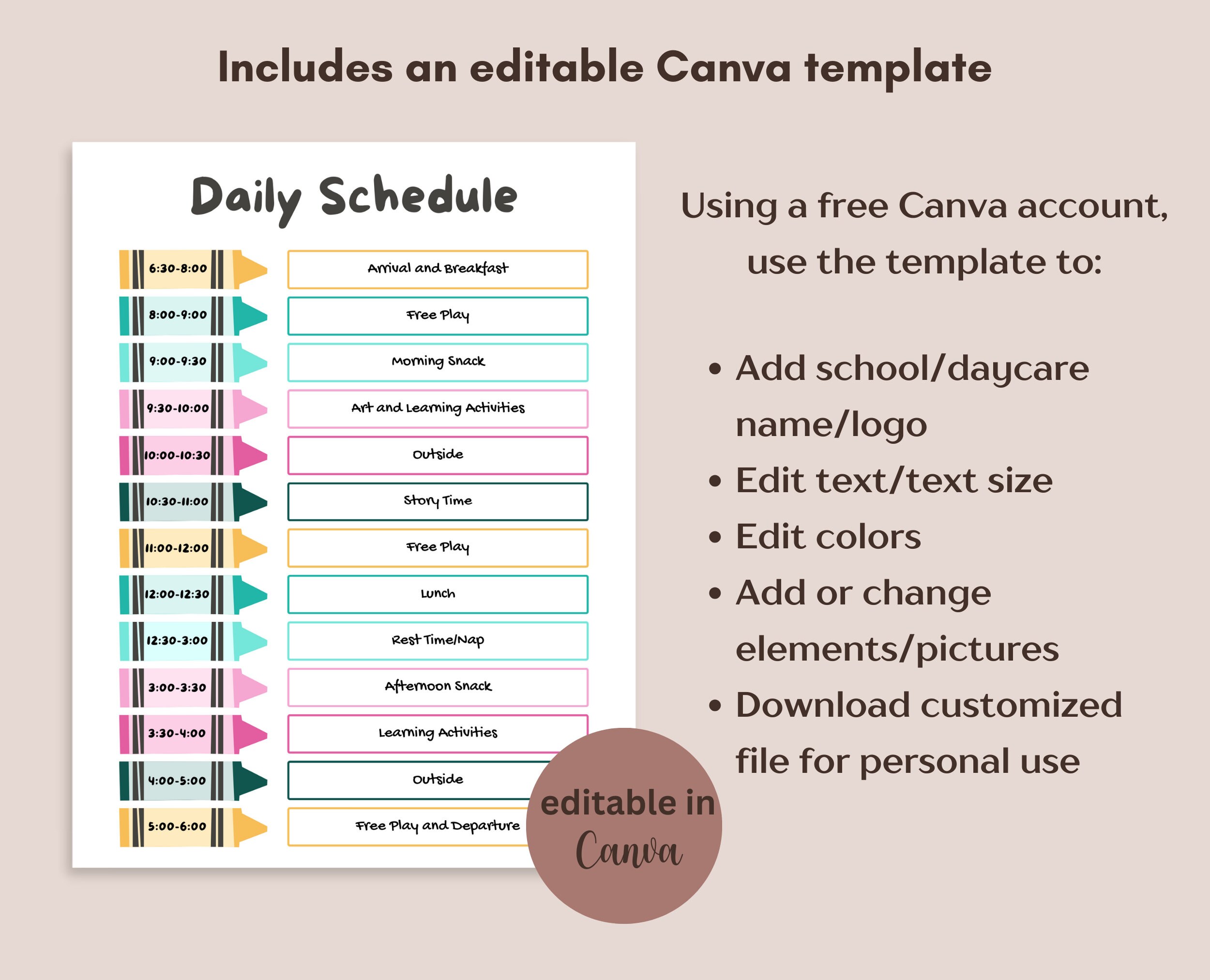 Editable Weekly Attendance and Daily Schedule Bundle, Daycare Sign In ...