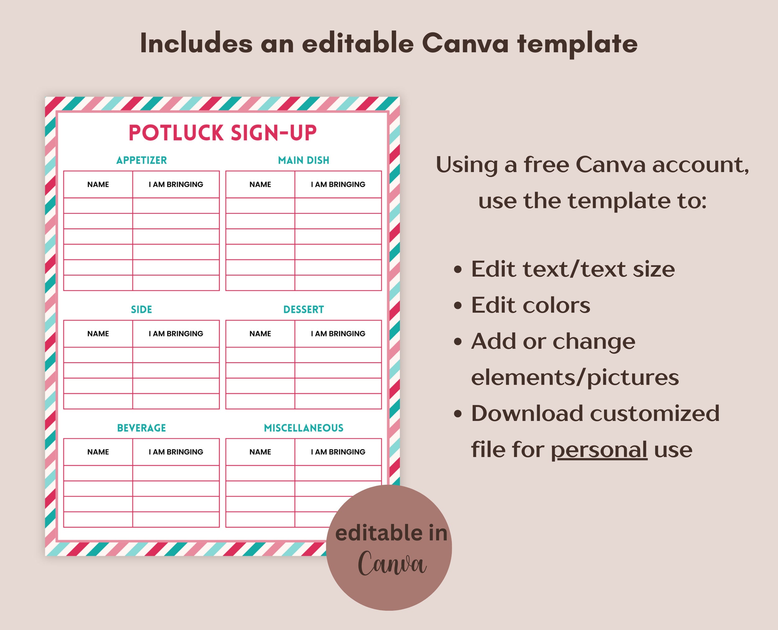 Editable Valentines Potluck Sign up Sheet, Office Potluck Party ...