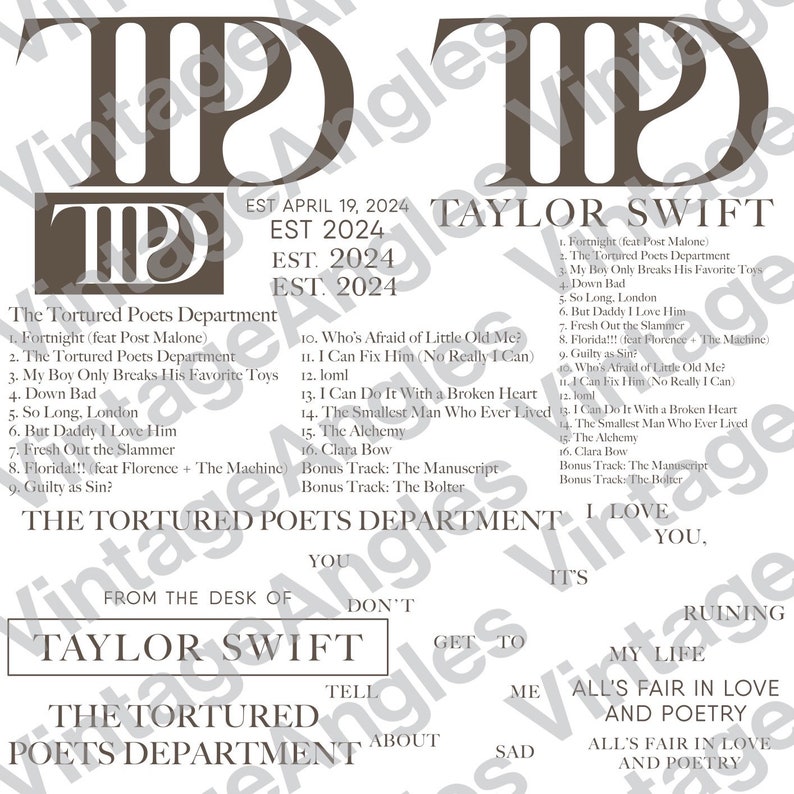 The Tortured Poets Department SVG PNG Taylor Swift New Album TTPD ...