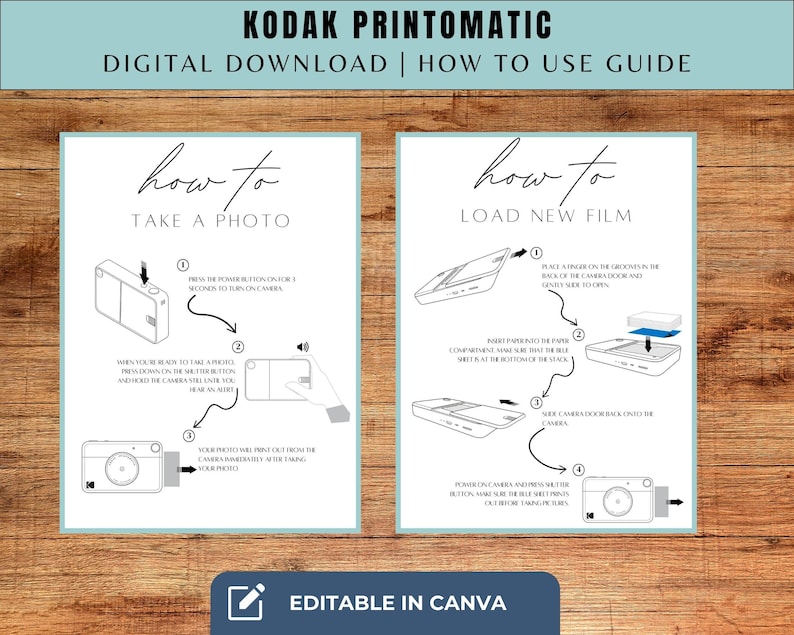 Editable Kodak Printomatic Guestbook Sign, Camera Instructions, Wedding ...