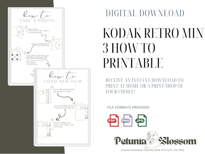 Kodak Retro Mini Shot 3 Guestbook Sign, Camera Instructions, Wedding ...