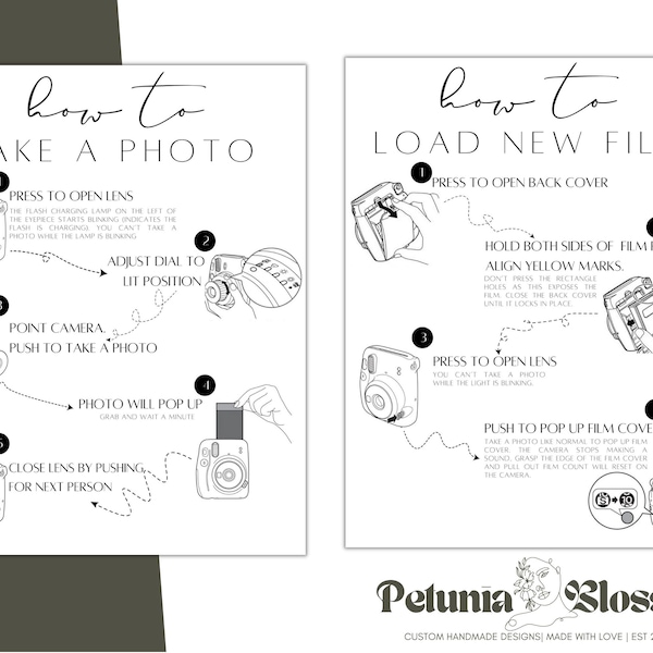 Instax Mini 9 Photo Guestbook Sign, Camera Instructions, Wedding Photo ...